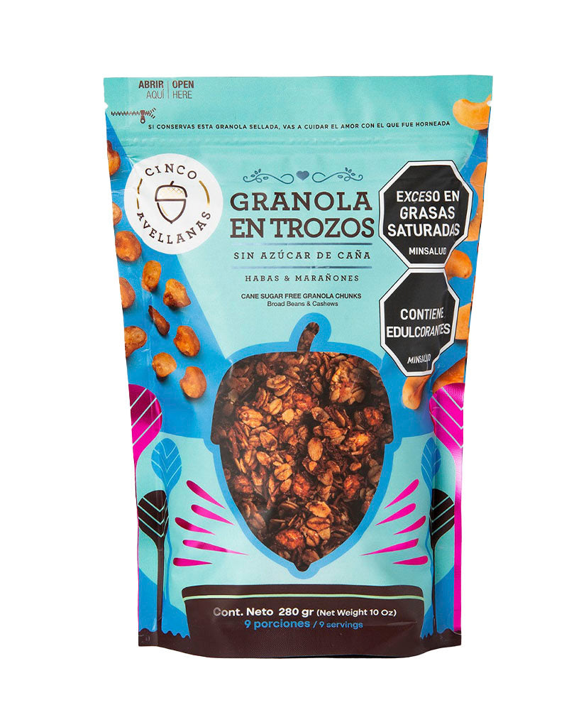 Granola cero azúcar habas y marañones Cinco avellanas Sin Gluten ...